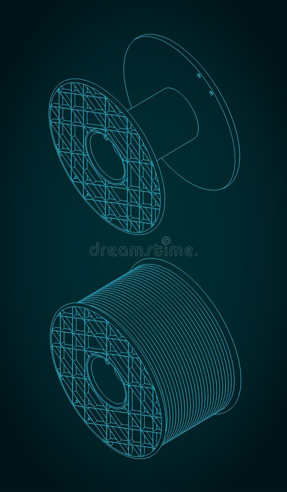 Cable reel blueprints stock vector. Illustration of technology - 359829190