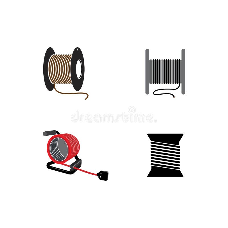 Cable reel icon stock vector. Illustration of roll, white - 249407447