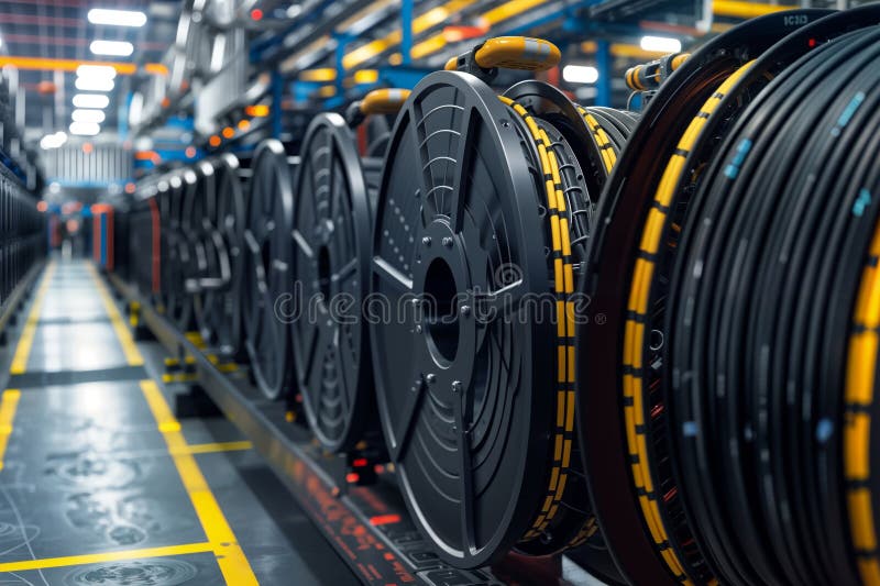 Large Spools of Cables in Modern Manufacturing Facility, Generative Ai ...