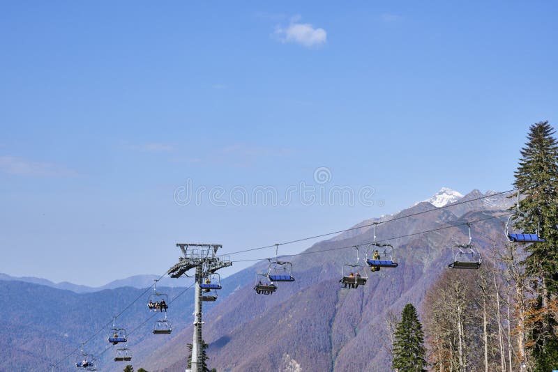 Cable road on the mountain stock image. Image of cable - 233640805