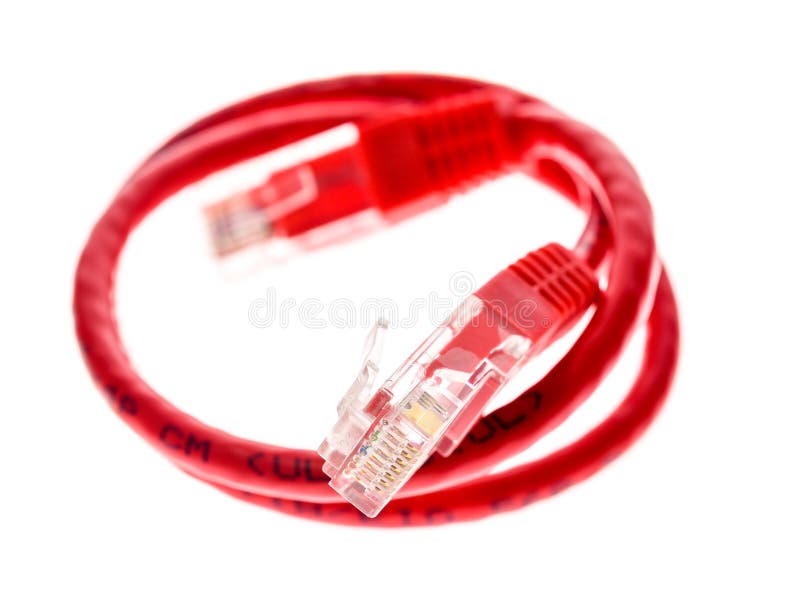 Cable Rojo De UTP De La Red Con El Conector RJ45 Aislado En Blanco ...