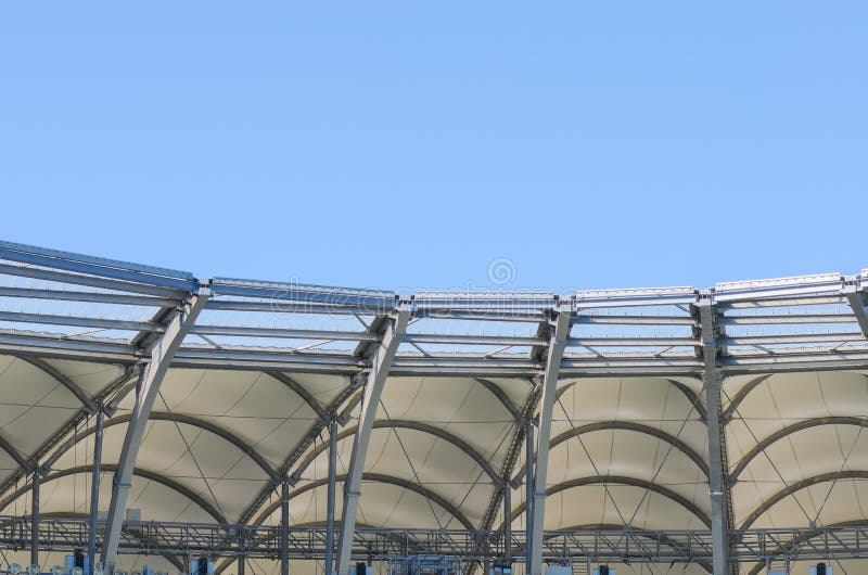 Cable Roof at the Stadium. Constructional Steel Work at the Arena Stock ...