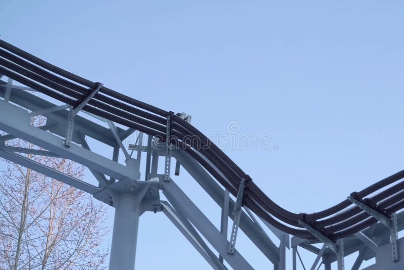 Cable route on steel poles stock image. Image of wire - 213762387