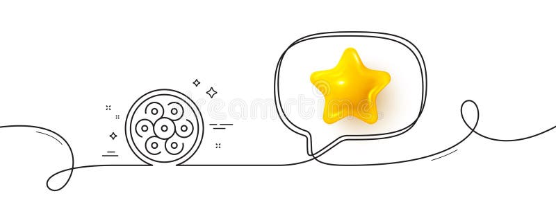 Cable Section Line Icon. Optic Fiber Sign. Continuous Line with 3d Star ...