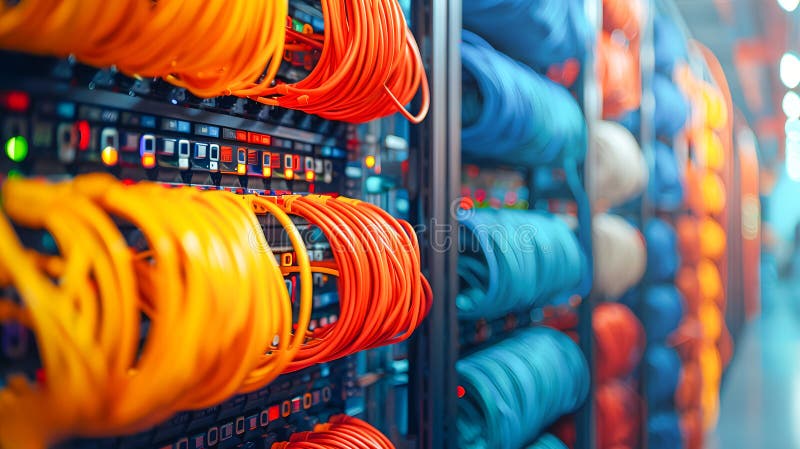 Cable Server Racks in a Data Center, Network System Stock Illustration ...