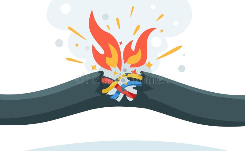 Cable Short Circuit. Electric Wiring Problem with Damaged Insulation ...