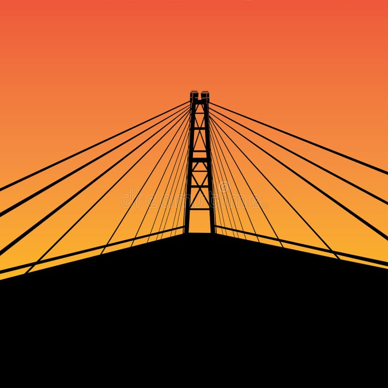 Cable Stayed Suspension Bridge Stock Illustrations – 387 Cable Stayed ...