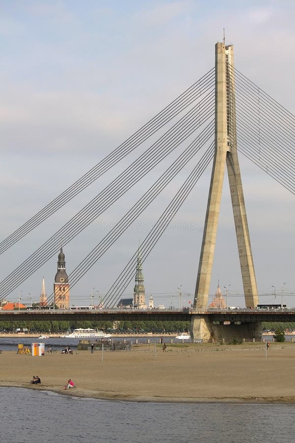 View on Train Bridge in Riga, Latvia Stock Photo - Image of daugava ...