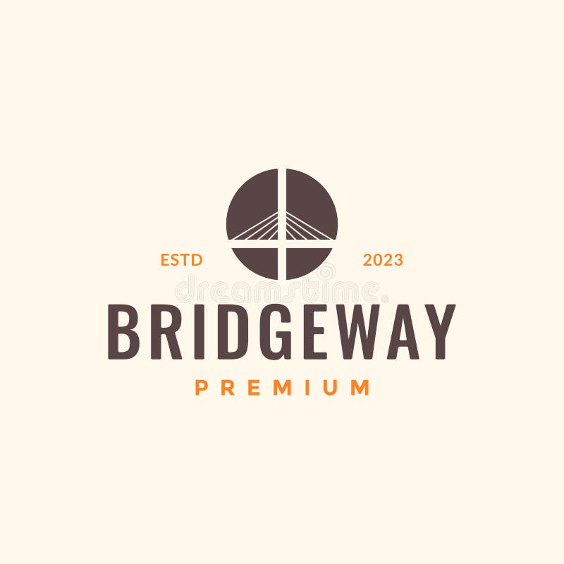 Cable Stayed Bridge Building Construction Simple Hipster Logo Design ...