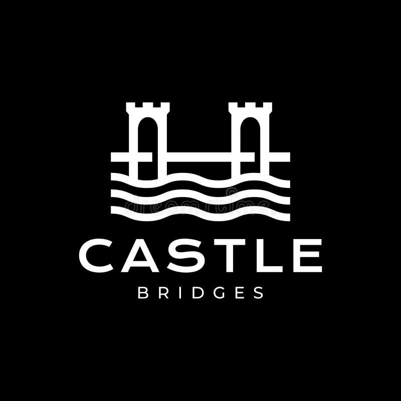Cable Stayed Bridge Castle Sea Lake Ocean Construction Simple Logo ...