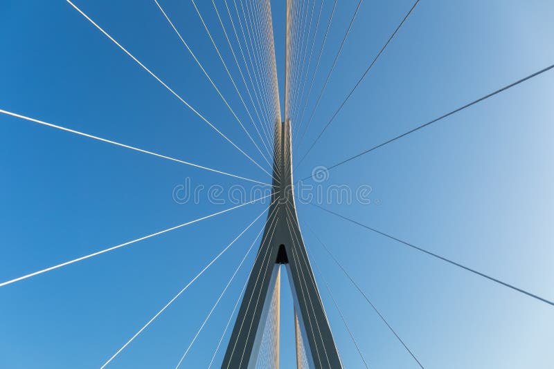 Cable-stayed Bridge Closeup Stock Image - Image of modern, landscape ...