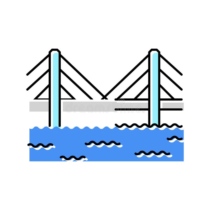 Cable Stayed Bridge Color Icon Vector Illustration Stock Illustration ...