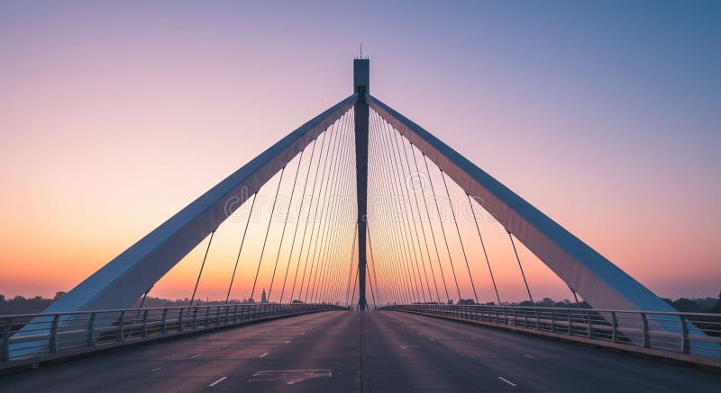 Cable-stayed Bridge Featuring a Single Central Pylon and Fan-like ...