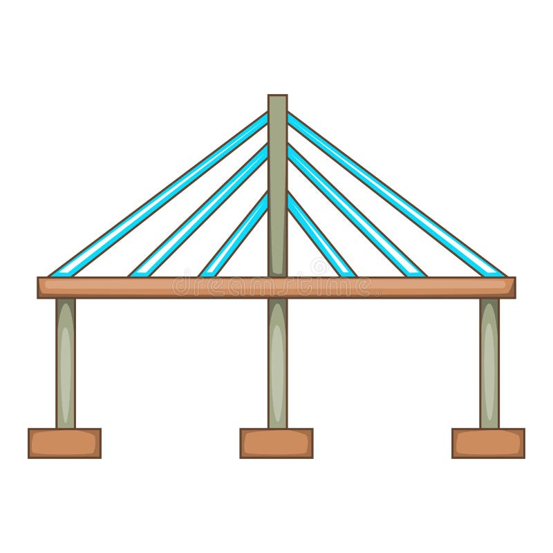 Cable Stayed Bridge Icon, Cartoon Style Stock Illustration ...
