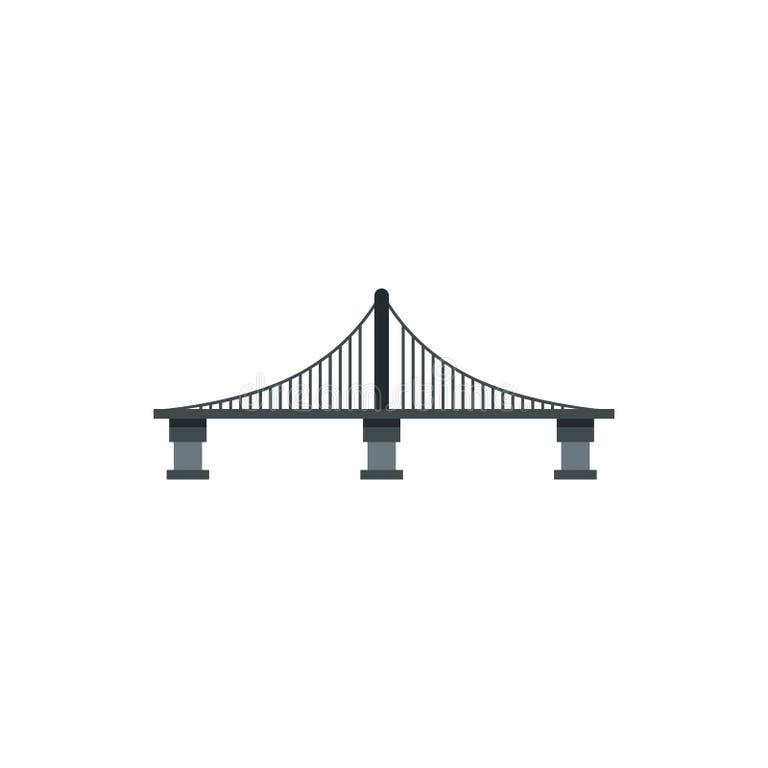 Cable Stayed Bridge Icon, Flat Style Stock Illustration - Illustration ...