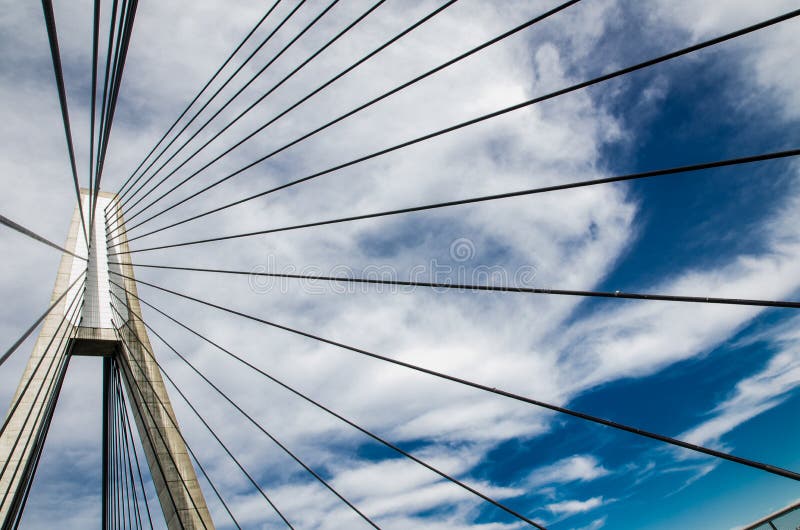 Cable-stayed Bridge, the Image Showing Its Stay Cable with Cloudy Sky ...