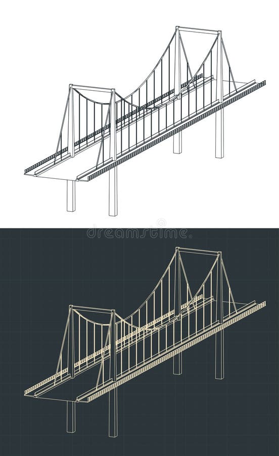 Cable-stayed Bridge Isometric Blueprints Stock Vector - Illustration of ... Cable-stayed Bridge Isometric Blueprints Stock Vector - Illustration of ...
