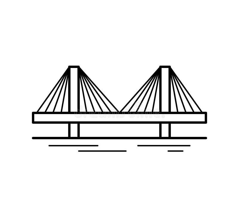 Cable Stayed Suspension Bridge Stock Illustrations – 84 Cable Stayed ...