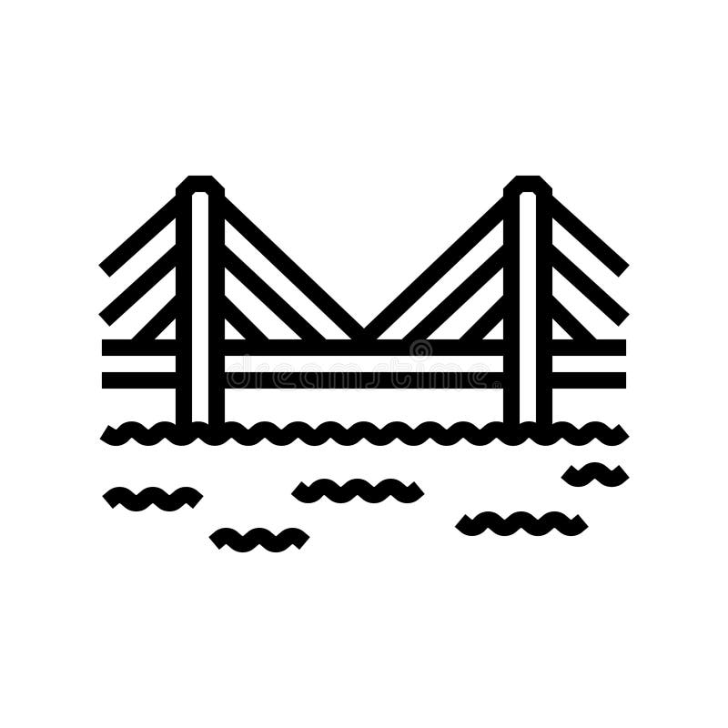 Cable Stayed Bridge Line Icon Vector Illustration Stock Vector ...