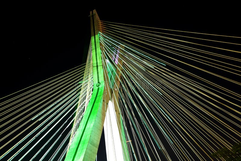 Cable-stayed Bridge Suspended on Cables on a Sunny Day Stock Image ...