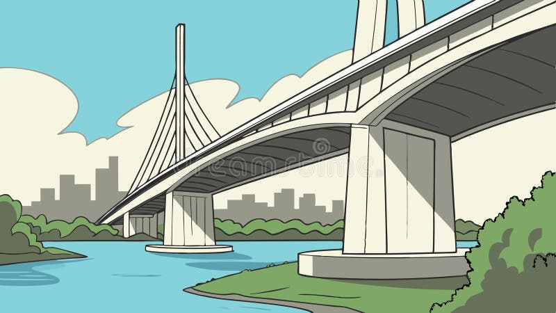 Cable-Stayed Bridge, Modern Engineering and Connection, Vector Design ...