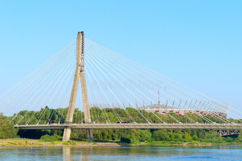 Cable-stayed Bridge with One Support Across the River Stock Image ...