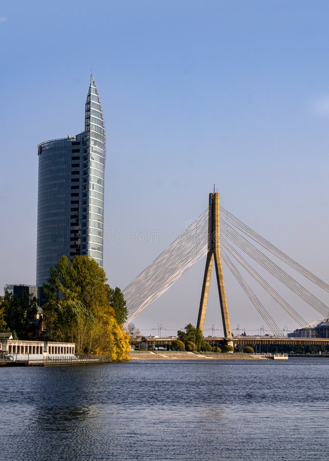 A Cable-stayed Bridge Over the Daugava River in Riga, Latvia, 22 ...