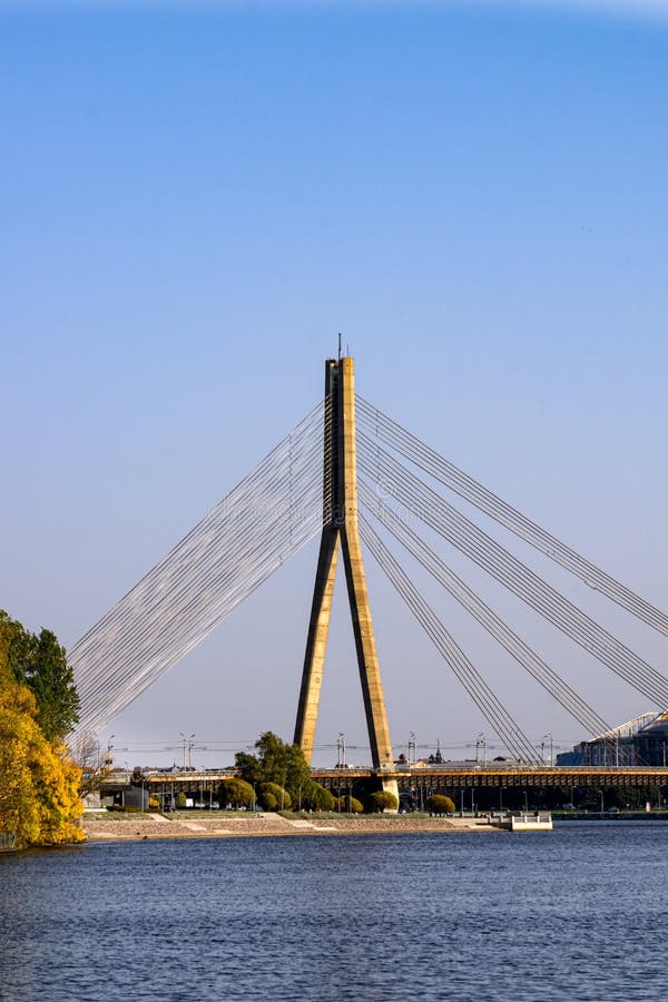 A Cable-stayed Bridge Over the Daugava River in Riga, Latvia, 22 ...
