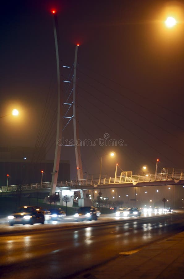 Cable-stayed Bridge Over the Street Stock Image - Image of cablestayed ...