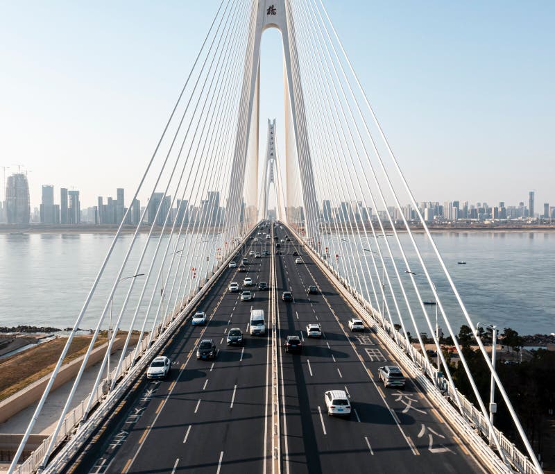 Cable-stayed Bridge Over Yangtze River Editorial Photo - Image of ...