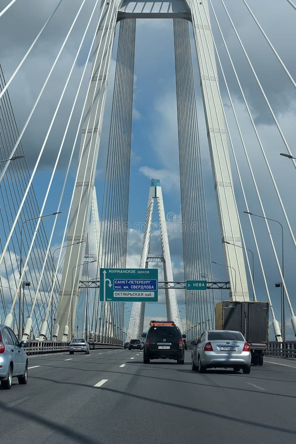 Cable-stayed bridge editorial stock photo. Image of highway - 77446493