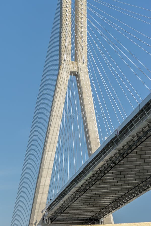 Cable-stayed Bridge Pillar. Stock Photo - Image of bridge, boat: 129163190