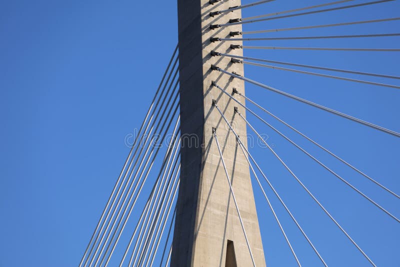 Cable stayed bridge pylon stock photo. Image of engineering - 243138530