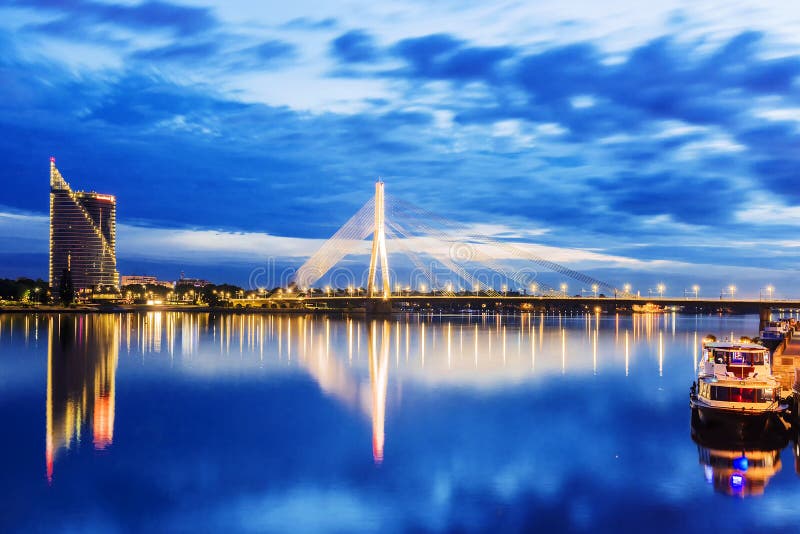 Cable-stayed Bridge in Riga, Latvia Stock Image - Image of city, center ...