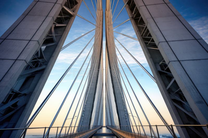 Cable-stayed Bridge Structure Close-up Stock Illustration ...