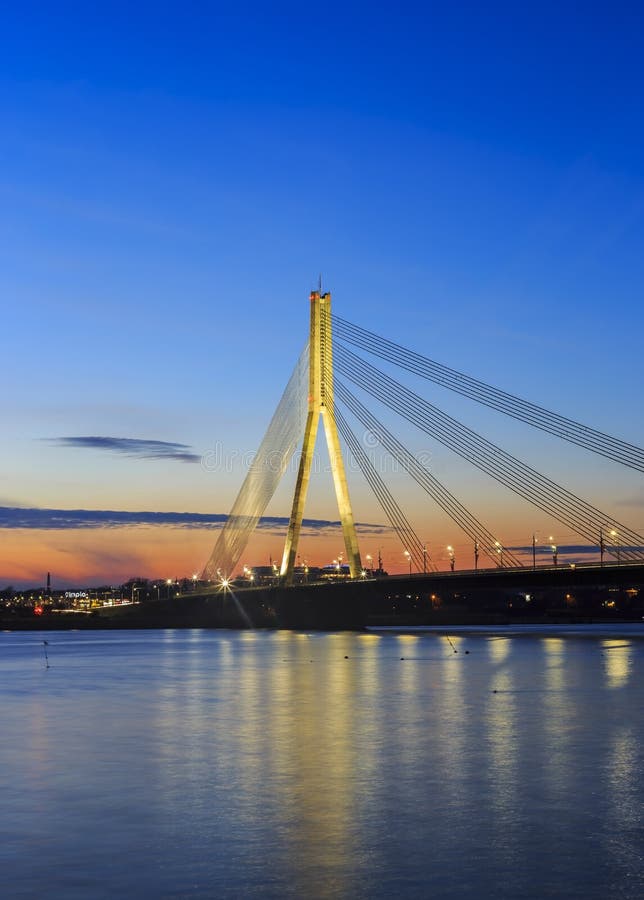 Cable-stayed Bridge at Sunset Editorial Image - Image of connector ...