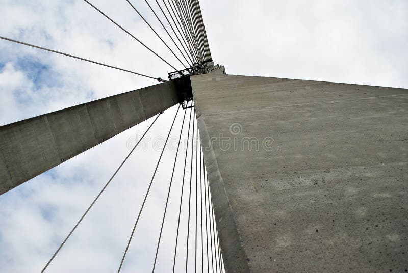 Cable-stayed bridge stock image. Image of metal, length - 76760369