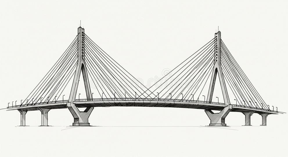 Cable-stayed Bridge with Two Prominent Pylons and Multiple Cables ...