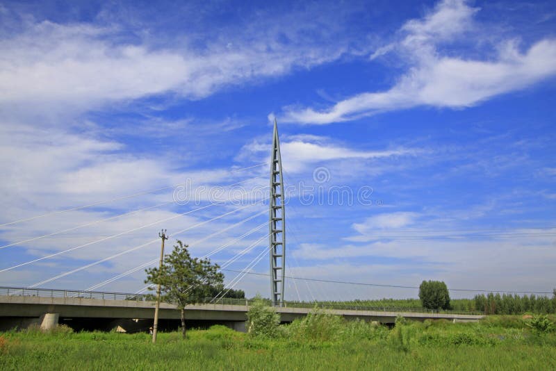 Cable-stayed bridge stock image. Image of stayed, building - 216396411