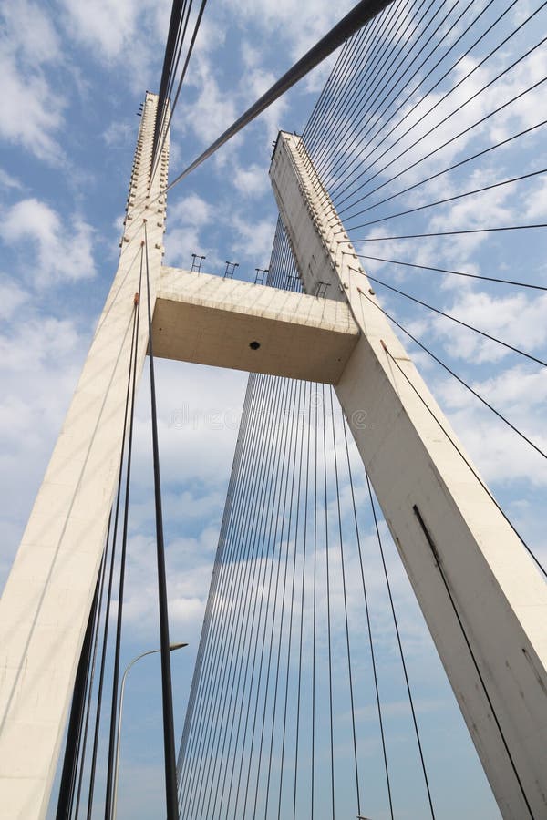 Cable-stayed bridge stock image. Image of lookup, sunny - 74544397