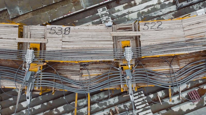 Cable-stayed Roof Structures of a Football Stadium Stock Footage ...