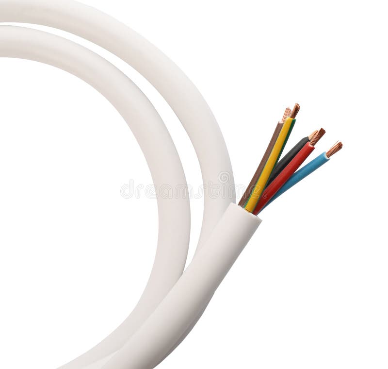 Cable with Stripped Wires on White Background Stock Image - Image of ...