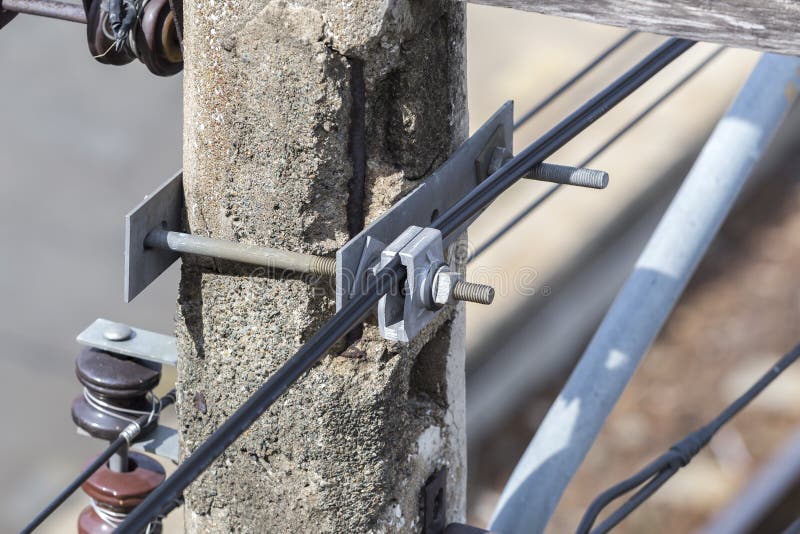 Cable Suspension Clamp on Old Electricity Post Stock Image - Image of ...