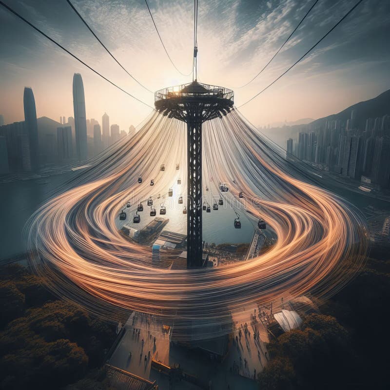 Cable Swing a Cable Swinging Back and Forth with a Slow Shutter Stock ...