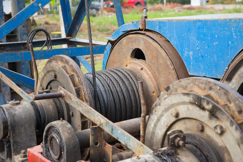 Cable System of Pile Driver Machine Stock Image - Image of chain ...