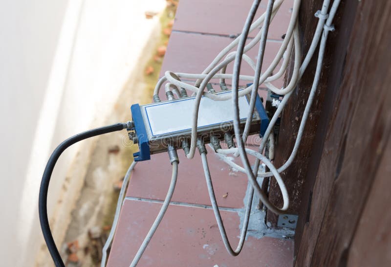 Cable Television System by Wire with Cable Signal Splitter Stock Image ...