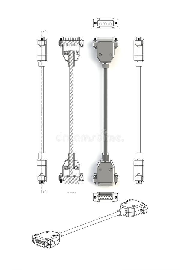 Cable on top of a sketch stock illustration. Illustration of network ...