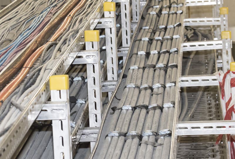 A cable tray for cables stock photo. Image of green - 241414196