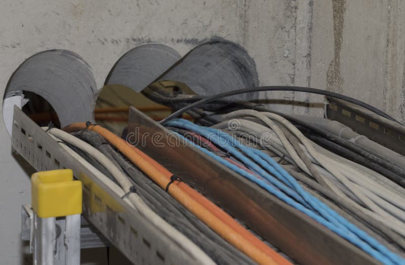 A cable tray for cables stock image. Image of material - 241414239