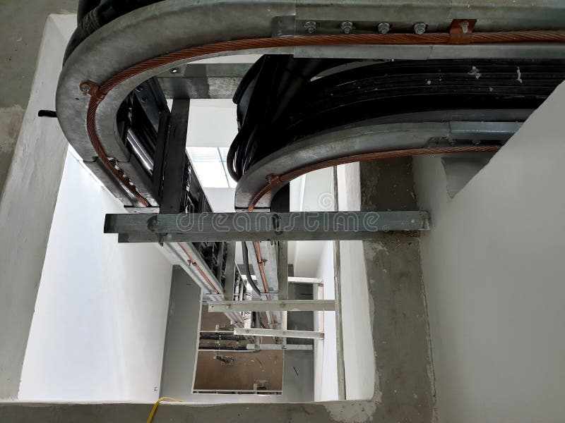 Cable Tray Installation between the First and Second Floors Stock Image ...